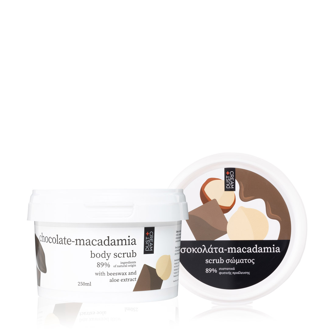 SCRUB ΣΩΜΑΤΟΣ ΜΕ ΑΡΩΜΑ ΣΟΚΟΛΑΤΑ & ΜΑΚΑΝΤΕΜΙΑ 250ML | Dust + Cream